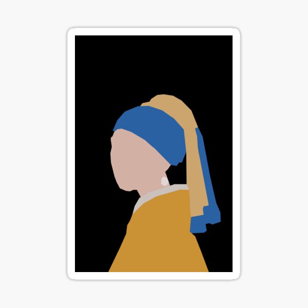 "Simplified Vermeer's Girl with a Pearl Earring" Sticker for Sale by ma ...
