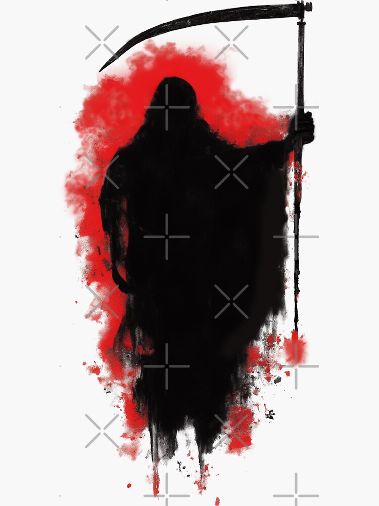 "The Grim Reaper Skeleton Skull Death Scythe Grunge" Sticker for Sale ...