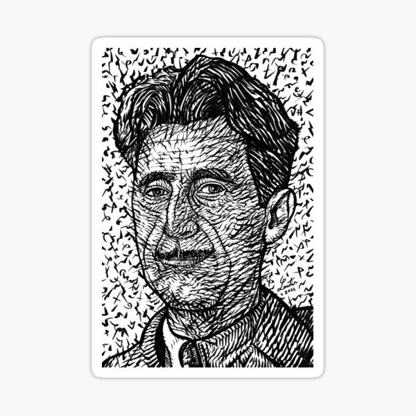"GEORGE ORWELL ink portrait .1" Sticker for Sale by lautir | Redbubble