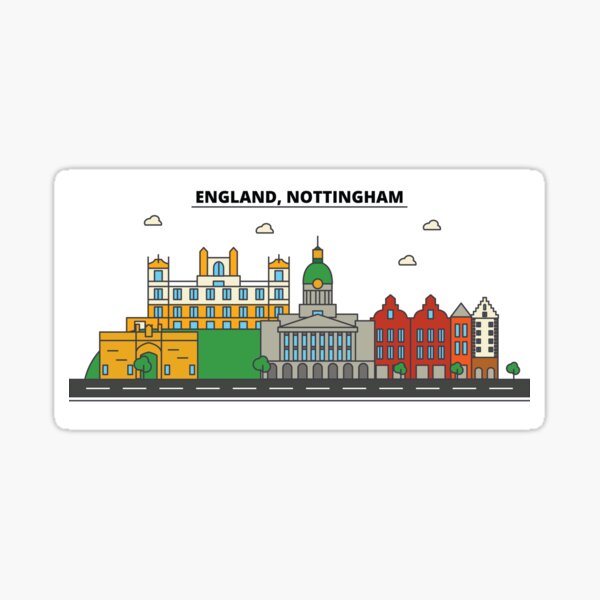 "England, Nottingham City Skyline Design" Sticker for Sale by urbanakit ...