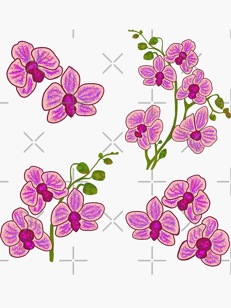 "Orchids" Sticker for Sale by OliaART | Redbubble