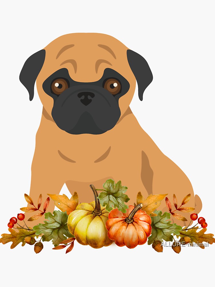 "Pug Thanksgiving Wreath - Happy Thanksgiving Pug - Autumn Wreath Fall ...