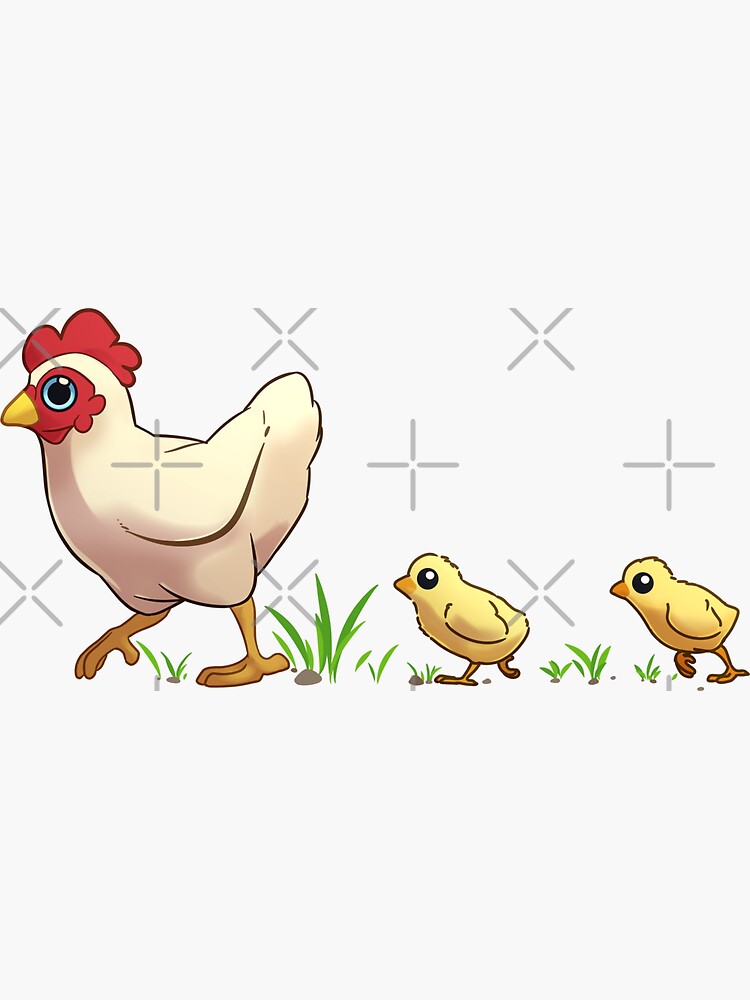 "Mama hen and chicks" Sticker for Sale by DrawnStrange | Redbubble