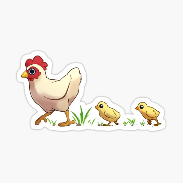 "Mama hen and chicks" Sticker for Sale by DrawnStrange | Redbubble