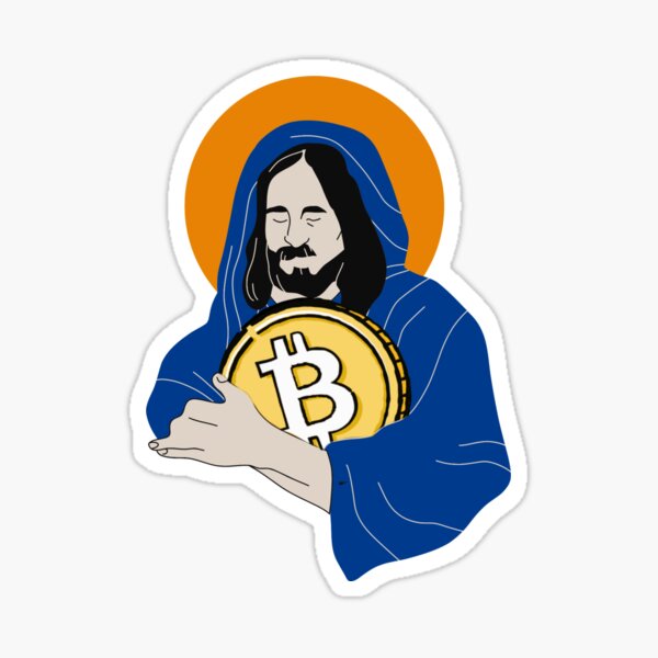 "Jesus loves Bitcoin" Sticker for Sale by Crypmetal | Redbubble