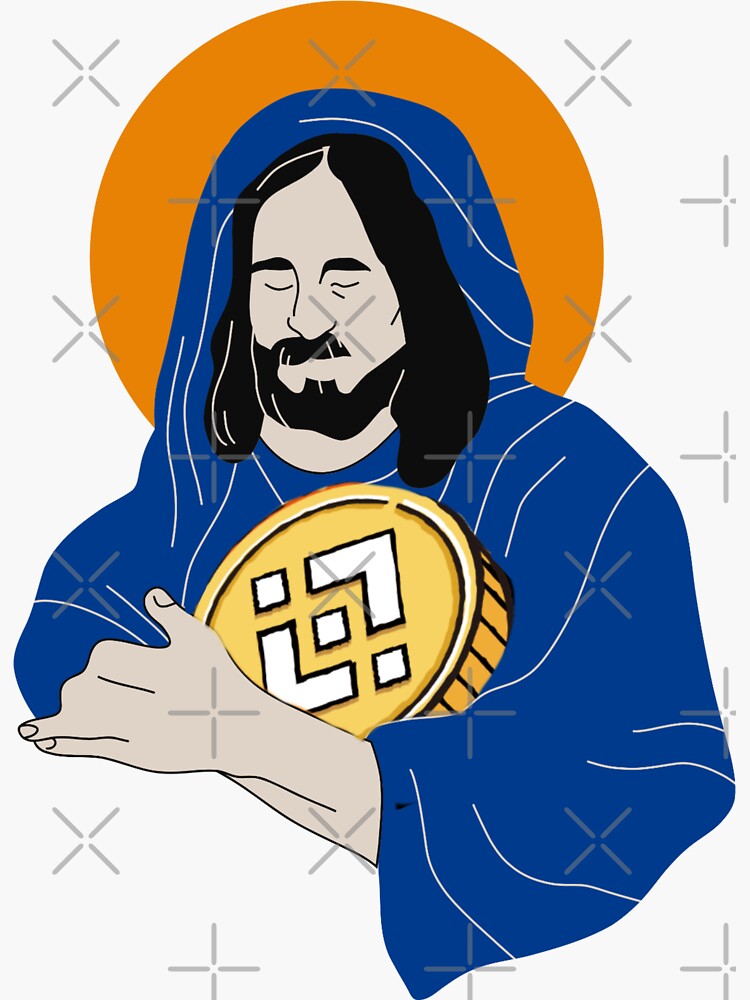 "Jesus loves Binance" Sticker for Sale by Crypmetal | Redbubble