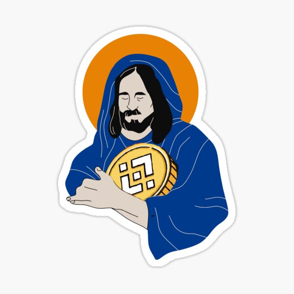 "Jesus loves Binance" Sticker for Sale by Crypmetal | Redbubble