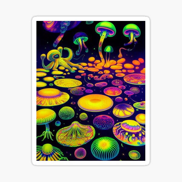 "UV reactive Space Shroom Art" Sticker for Sale by Fluiid | Redbubble