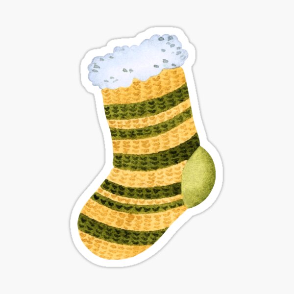 "Christmas Watercolor Clipart: Yellow and Green Striped, Fuzzy Fleece ...