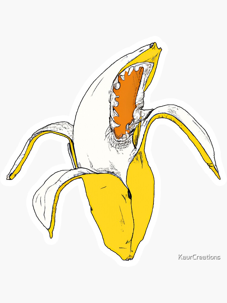 "Cursed banana shark" Sticker for Sale by KaurCreations | Redbubble