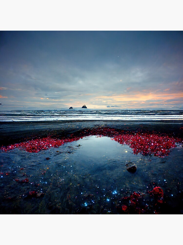"Ruby Beaches at Sunrise AI Generated Art" Sticker for Sale by MeAI-Art ...
