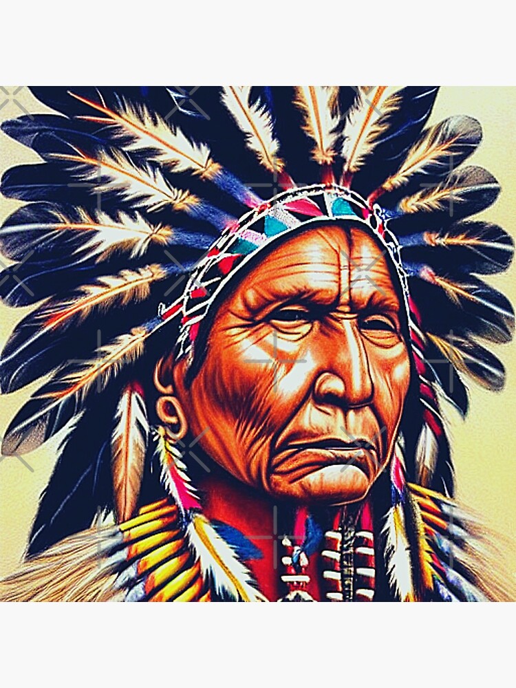 "Native American Indian chief, vintage drawing, Native American ...