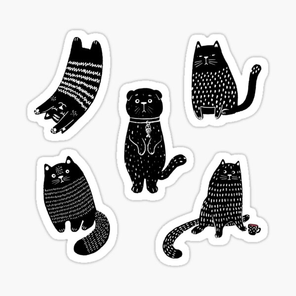 "funny black cat sticker pack" Sticker for Sale by Cozyandwild | Redbubble