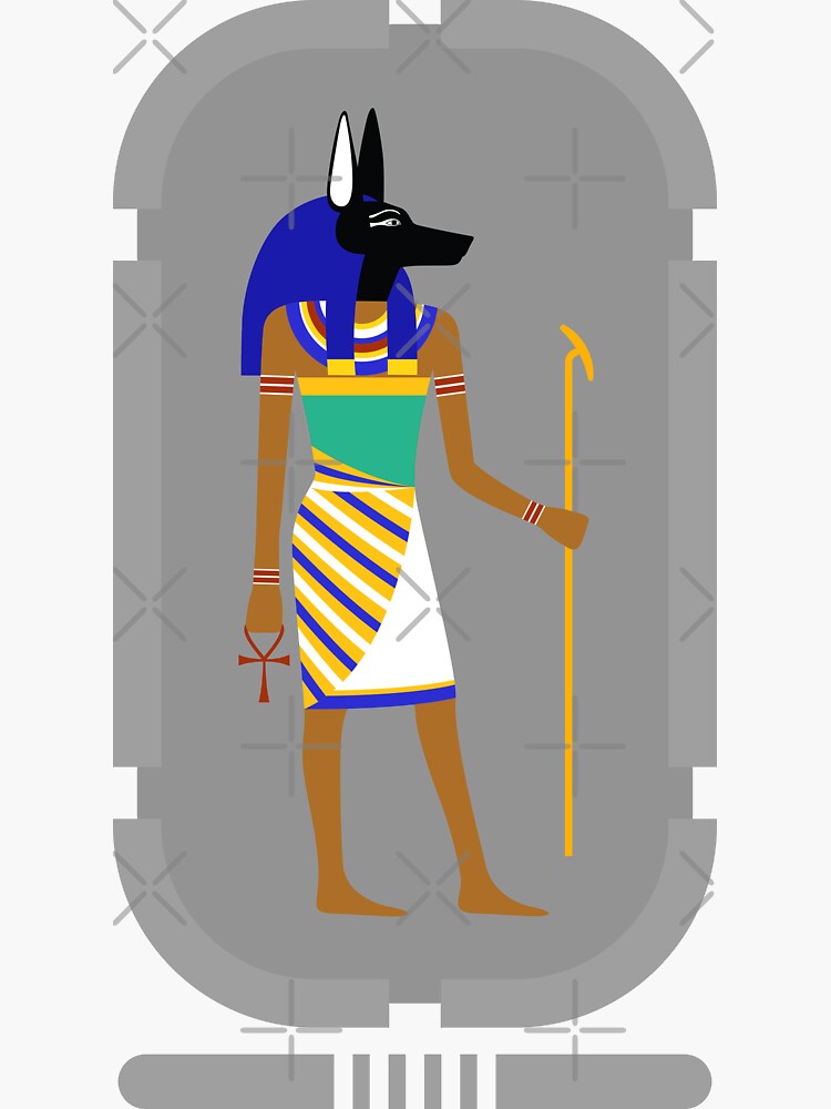 "Anubis Egyptian God On Silver Cartouche" Sticker for Sale by ...