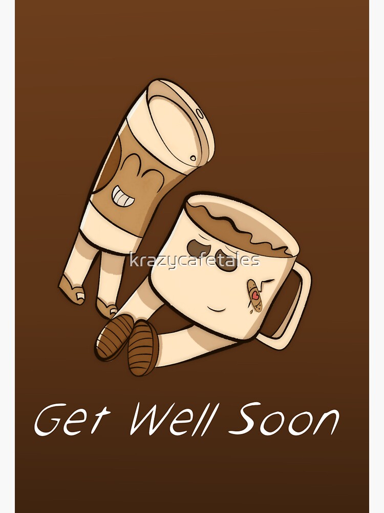 "Get Well Soon Coffee Pair" Sticker for Sale by krazycafetales | Redbubble