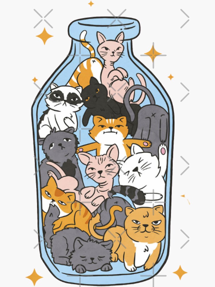 "Cats in a Bottle" Sticker for Sale by Digital-Zoo | Redbubble