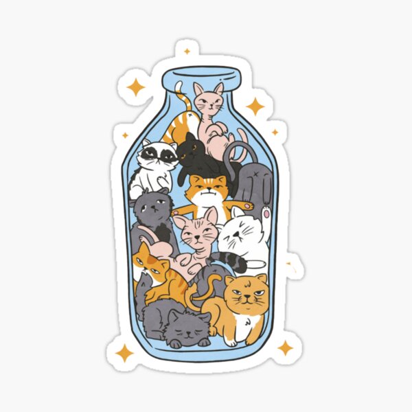 "Cats in a Bottle" Sticker for Sale by Digital-Zoo | Redbubble