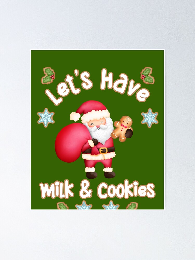 "Cute Christmas Santa Claus Sharing Cookies" Poster for Sale by ...