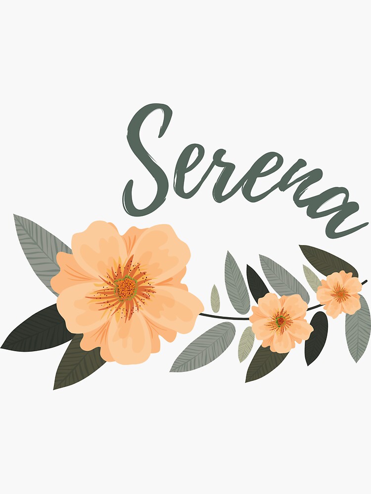 "Serena Name With Pretty Flowers | Name Design Orange And Green Plants ...