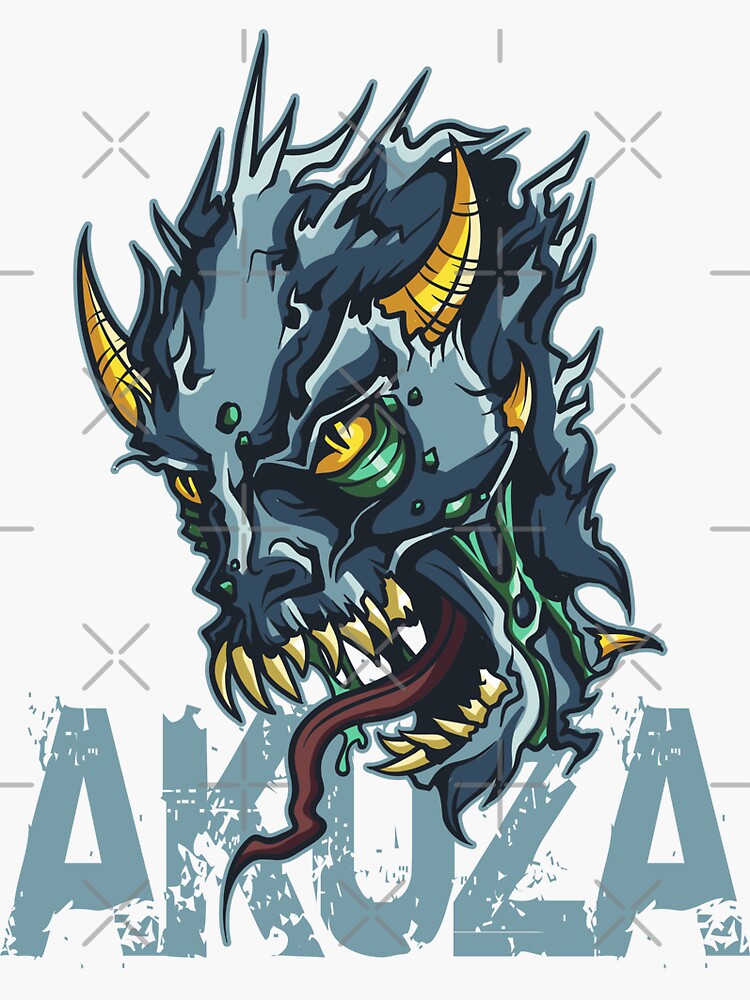 "Akuza Japanese Dragon Head" Sticker for Sale by Sunnyhova | Redbubble