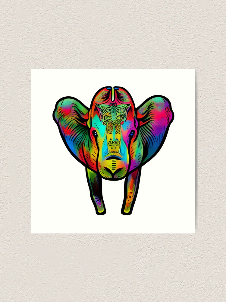 "Abstract Rainbow Elephant Art of Zoo Creature" Art Print for Sale by ...