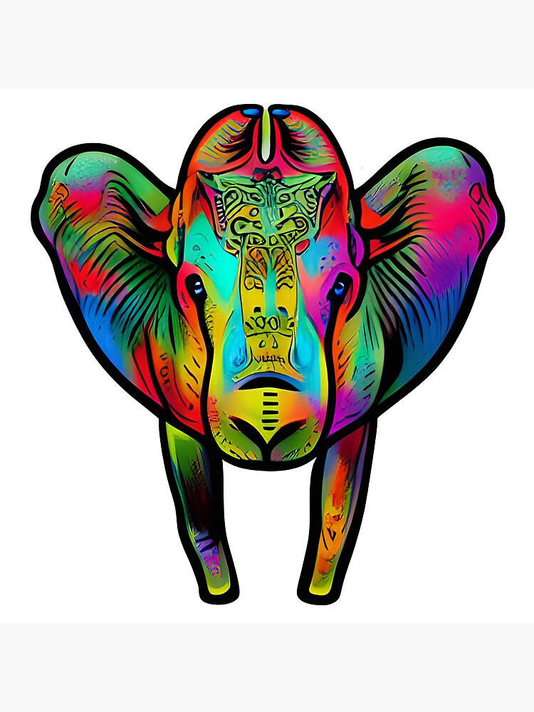 "Abstract Rainbow Elephant Art of Zoo Creature" Photographic Print for ...