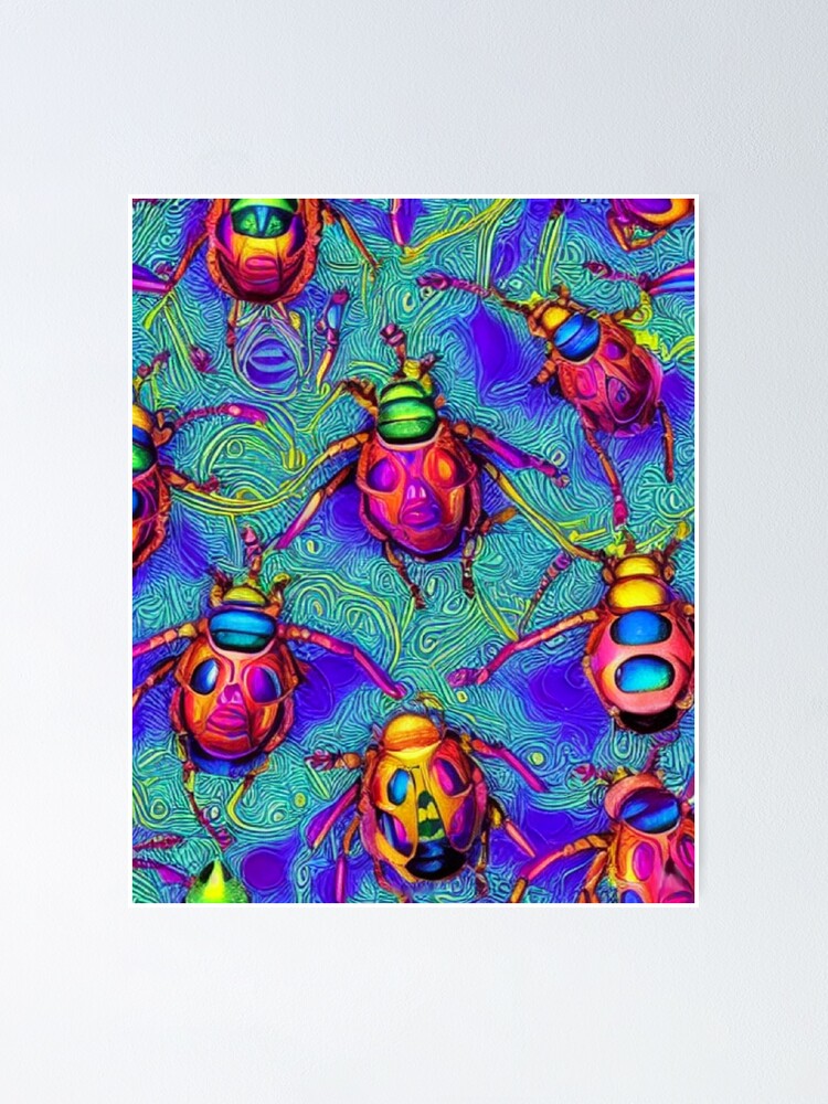 " Pretty psychedelic cute colorful Beetle bug insect lady bug legs ...