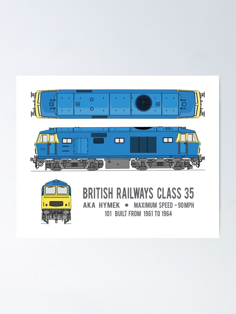 "British Railways Class 35 Hymek Locomotive Diagram Gift" Poster for ...
