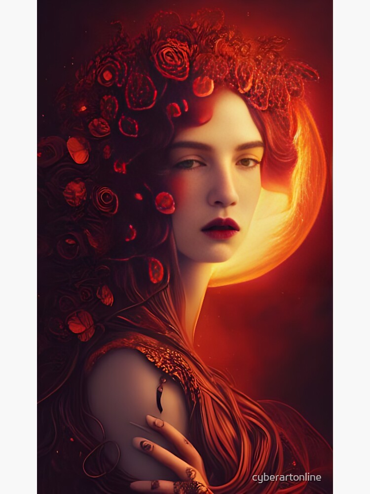 "Fire Moon Goddess" Sticker for Sale by cyberartonline | Redbubble