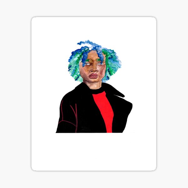 "Blue Haired Girl" Sticker for Sale by Bel-Atizay | Redbubble