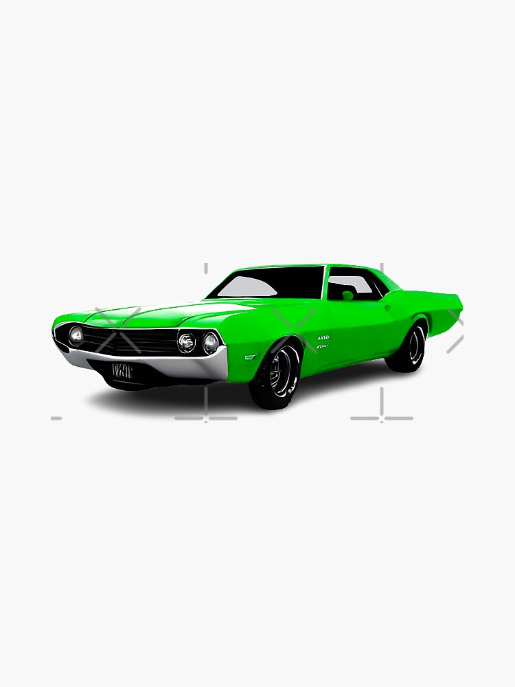 "1970s green muscle car diecut sticker" Sticker for Sale by ...