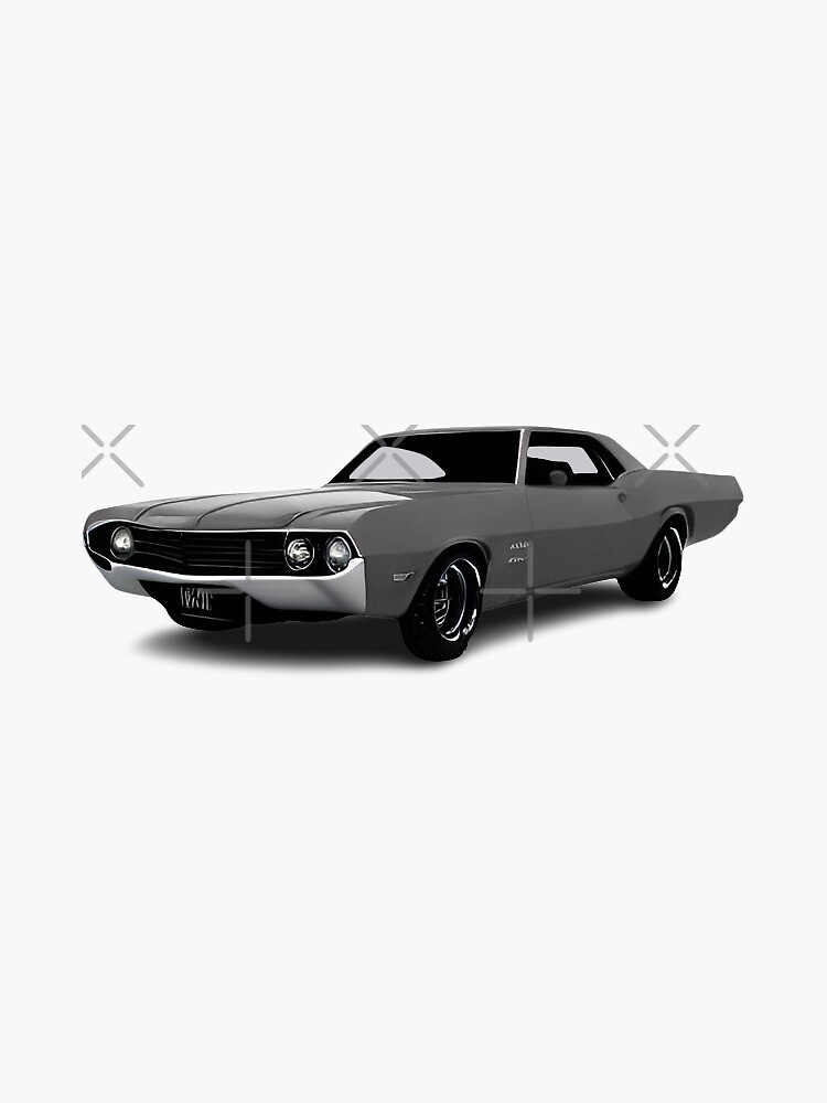 "1970s gray muscle car diecut sticker" Sticker for Sale by ...