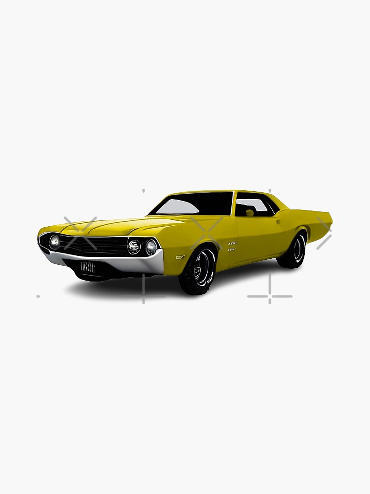 "yellow 1970s muscle car diecut sticker" Sticker for Sale by ...