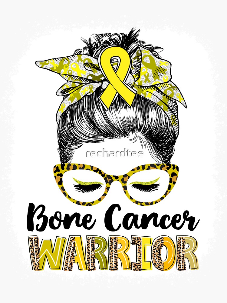 "Messy Bun Leopard Bone Cancer Warrior" Sticker for Sale by rechardtee ...