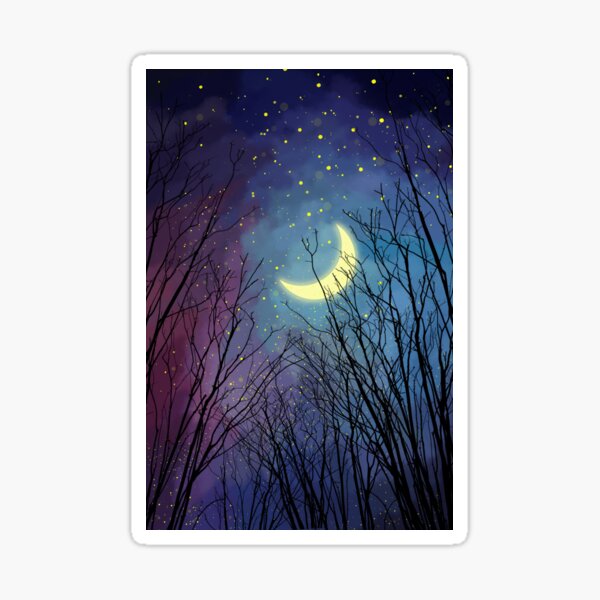 "Night Moon Sky" Sticker for Sale by BuyFan | Redbubble