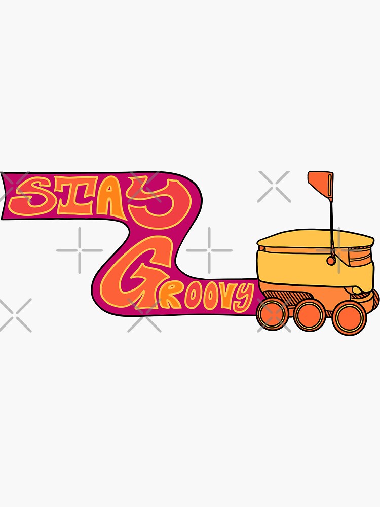 ""Stay Groovy" Starship bot" Sticker for Sale by peculiarfrog | Redbubble