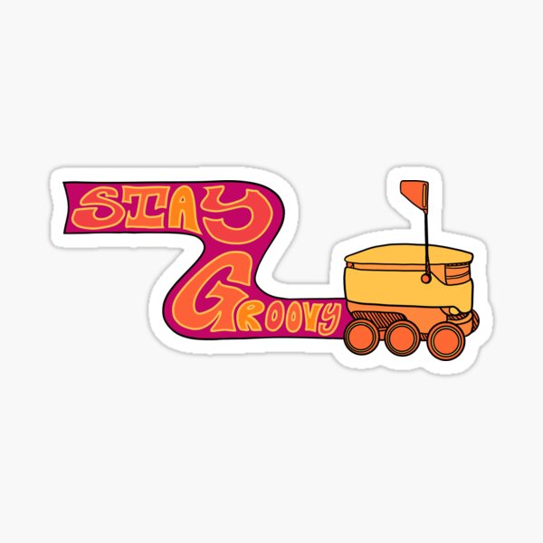 ""Stay Groovy" Starship bot" Sticker for Sale by peculiarfrog | Redbubble