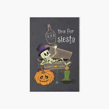 "Time for Siesta- Halloween Skeleton and Scary Pumpkin Funny Meme" Art ...