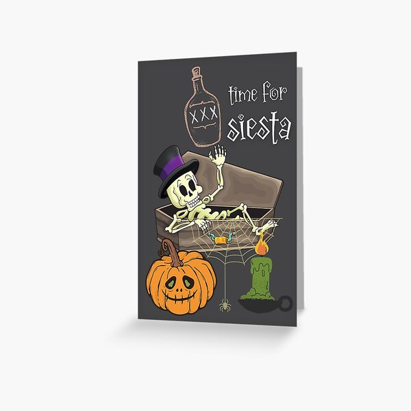 "Time for Siesta- Halloween Skeleton and Scary Pumpkin Funny Meme ...