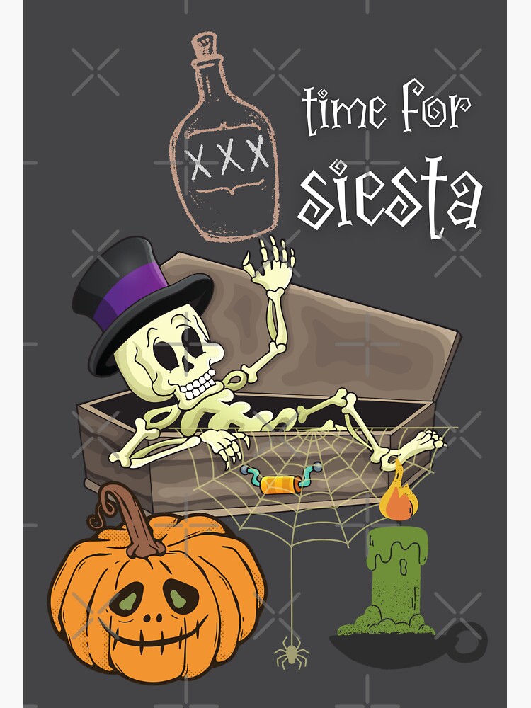"Time for Siesta- Halloween Skeleton and Scary Pumpkin Funny Meme ...