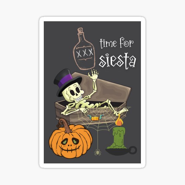 "Time for Siesta- Halloween Skeleton and Scary Pumpkin Funny Meme ...
