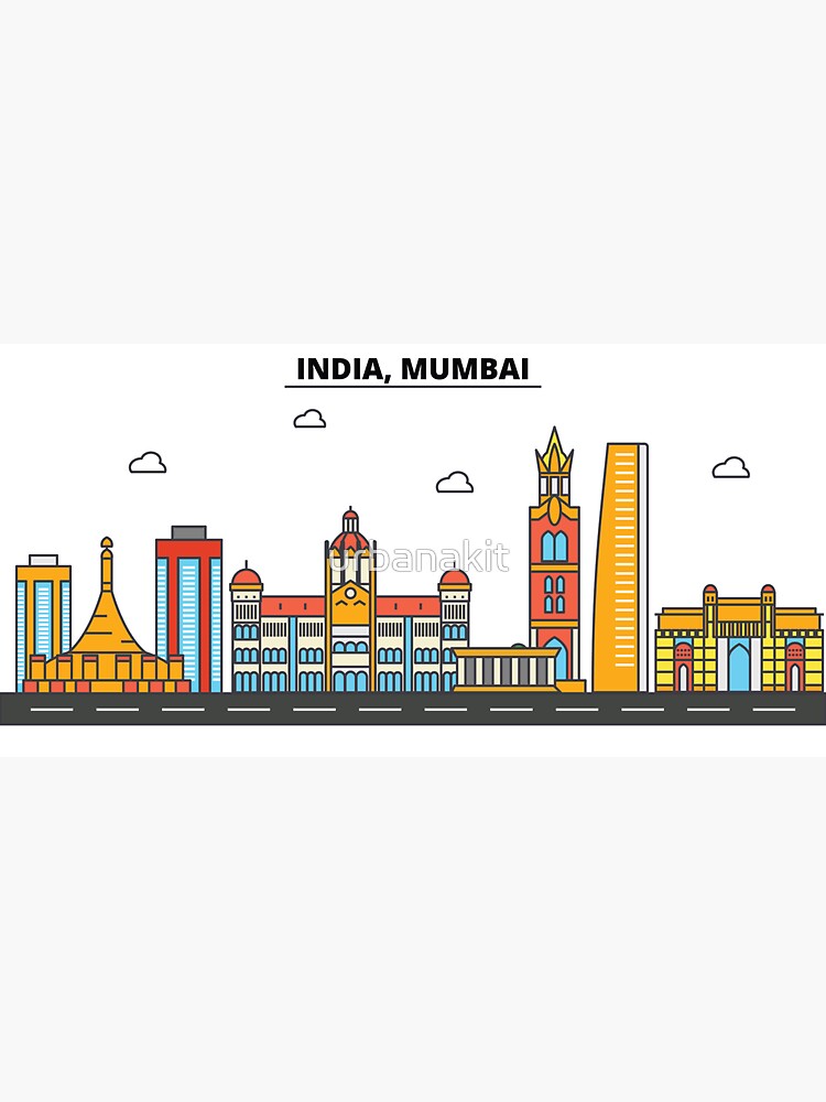 "India, Mumbai City Skyline Design" Sticker for Sale by urbanakit ...