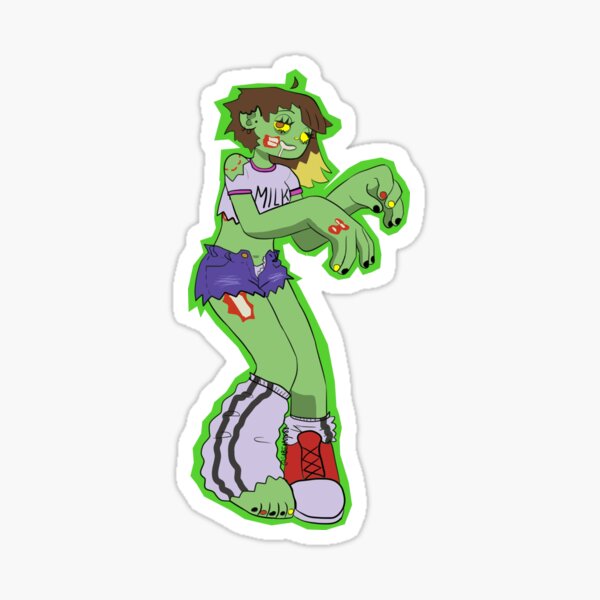 "Halloween Zombie Mega Milk Girl" Sticker for Sale by Sabeanie88 ...