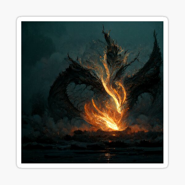 "Dragon Breathing Fire in Valhalla " Sticker for Sale by MeaSTORE ...