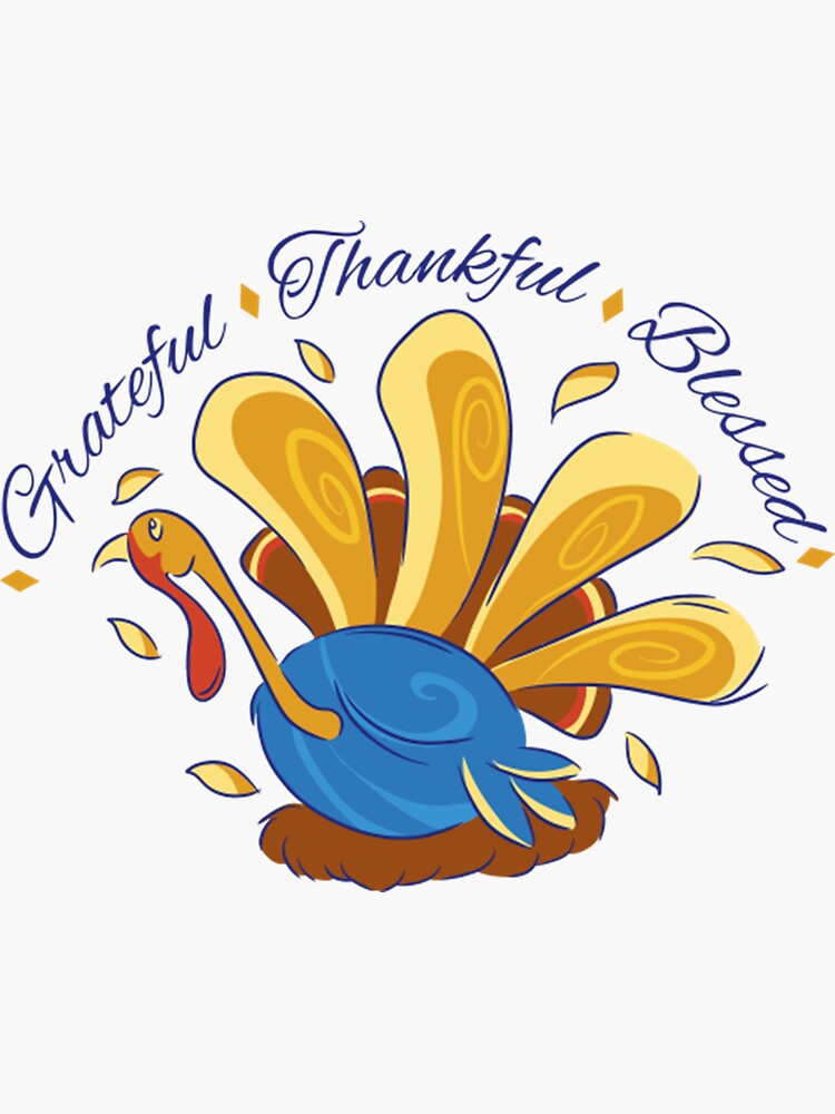 Pegatina «Feliz Día de Acción de Gracias Día del pavo Agradecido ...