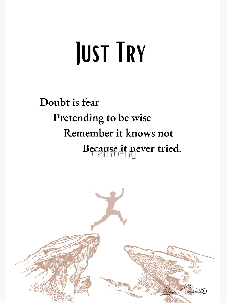 "JUST TRY - Original Poem by Latoya Campbell " Sticker for Sale by ...