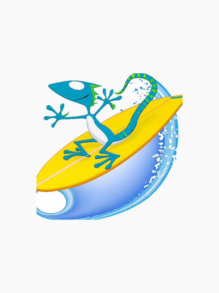 "A Cute Gecko riding a Surfboard" Sticker for Sale by Junkster- | Redbubble