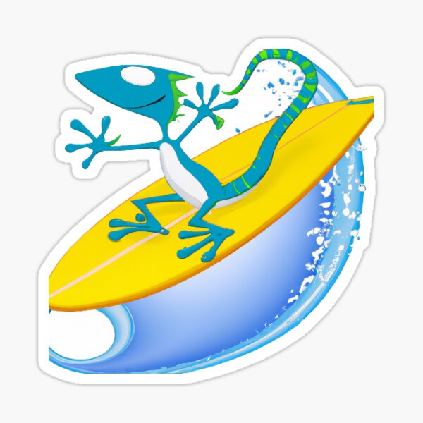 "A Cute Gecko riding a Surfboard" Sticker for Sale by Junkster- | Redbubble