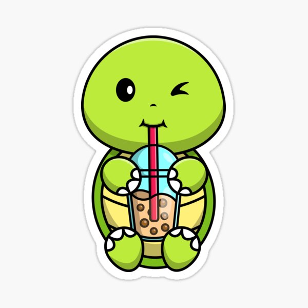 "Bubble Tea Lover Cute Kawaii Turtle" Sticker for Sale by Artistusha ...