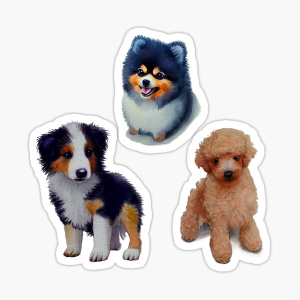 "Pet Sticker Pack - 3 Cute Puppies" Sticker for Sale by painted2life ...